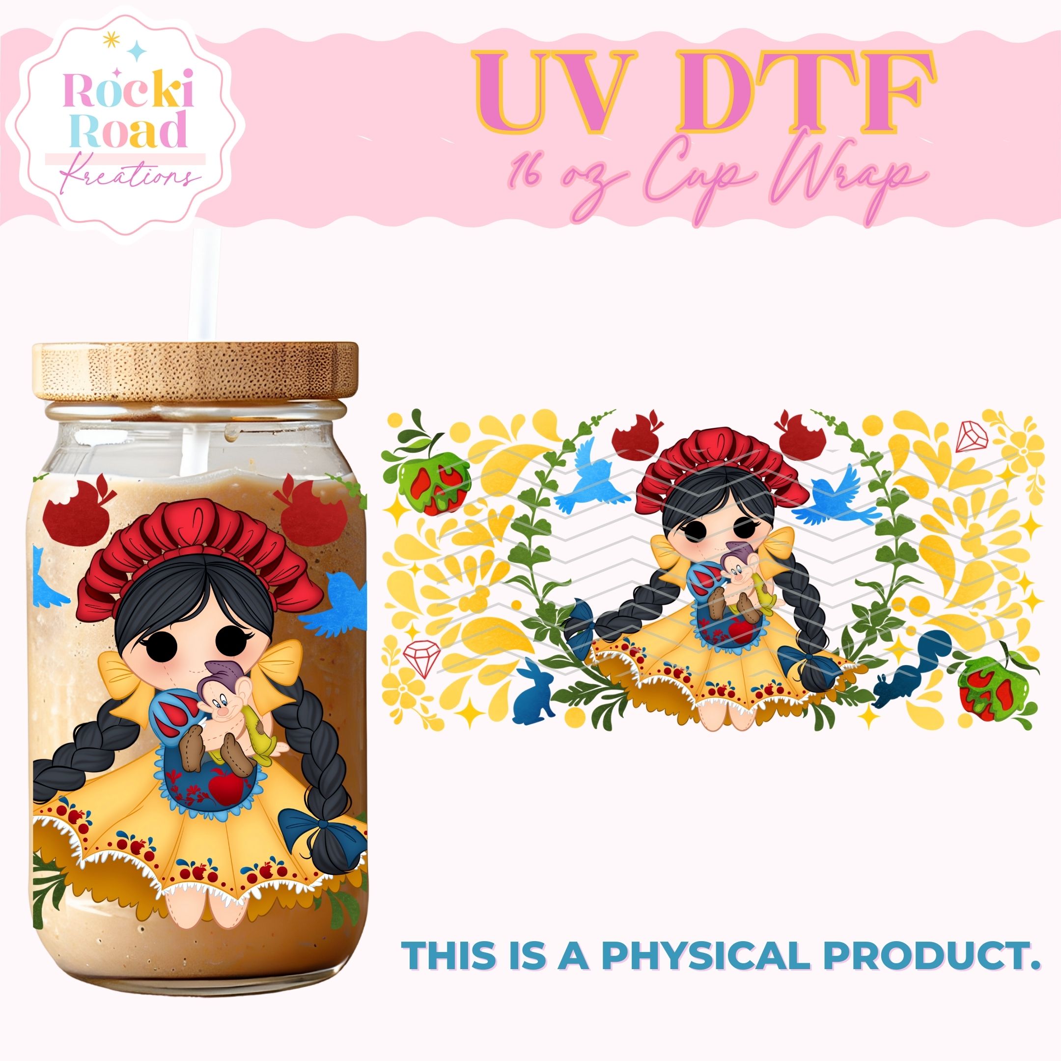 6607 - Snow White Rag Doll | Cup Wrap. | Rocki Road Kreations, LLC.