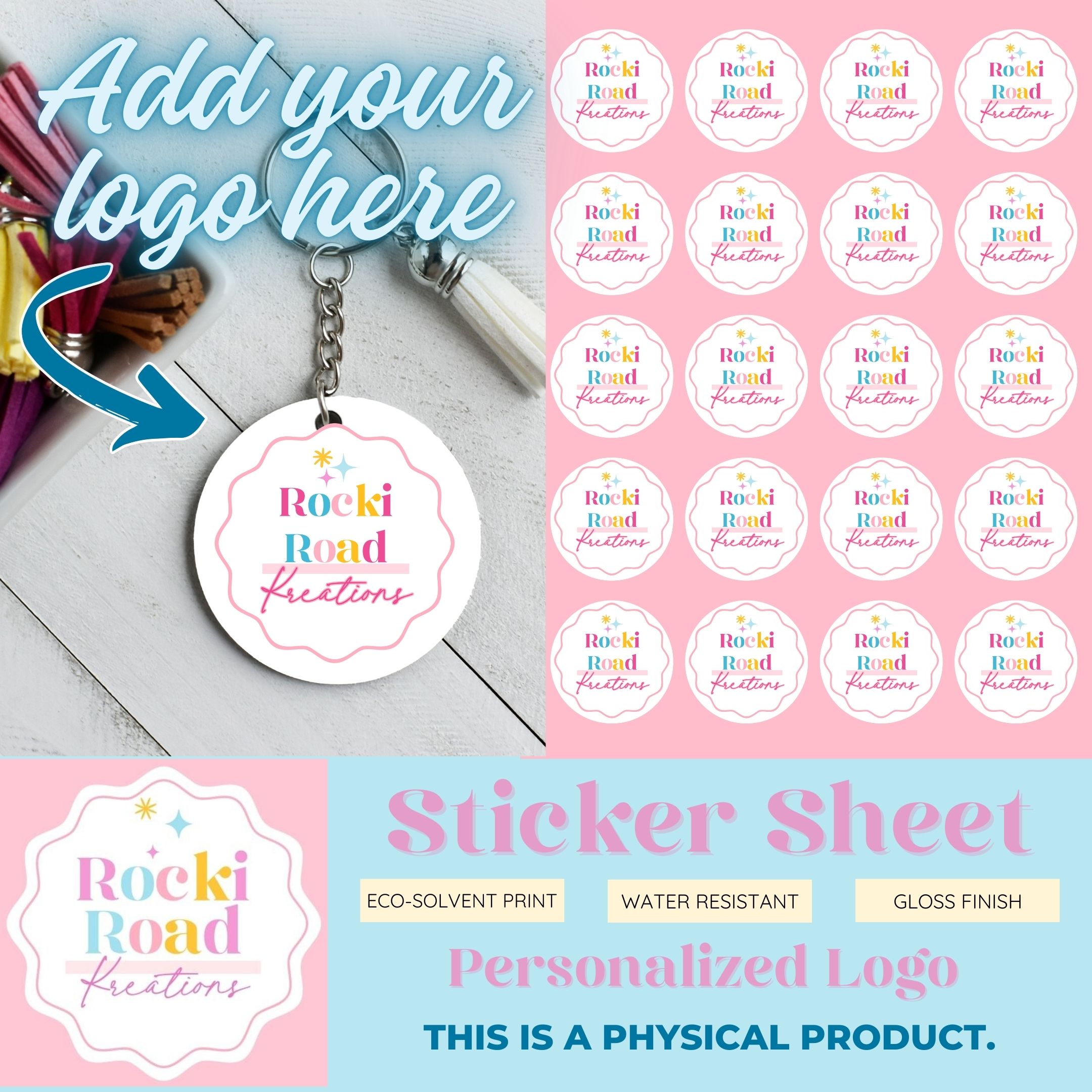 930 - Keychains Personalized Logo | Sticker Sheet | Rocki Road ...