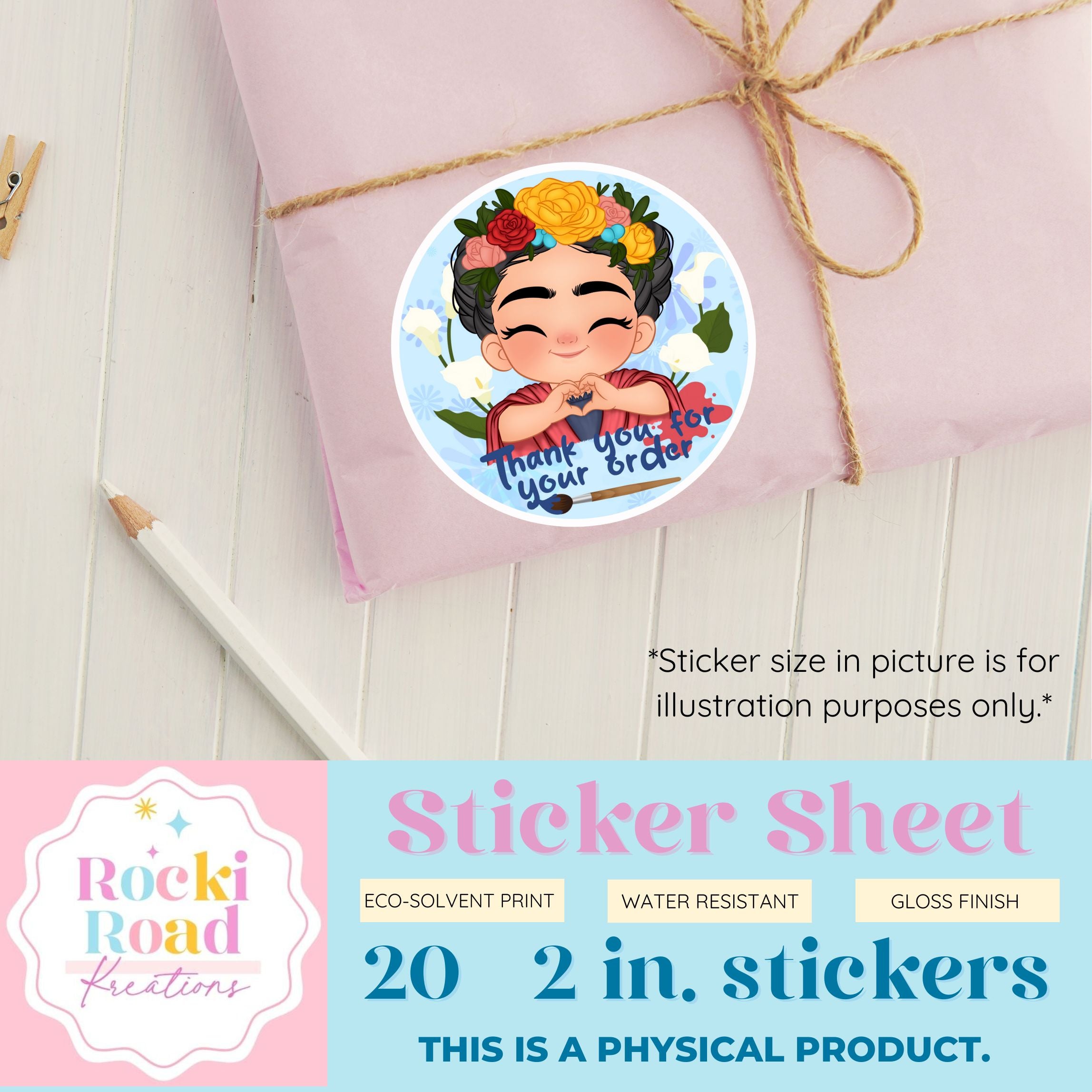 Frida- Thank You | Sticker Sheet | Rocki Road Kreations, LLC.