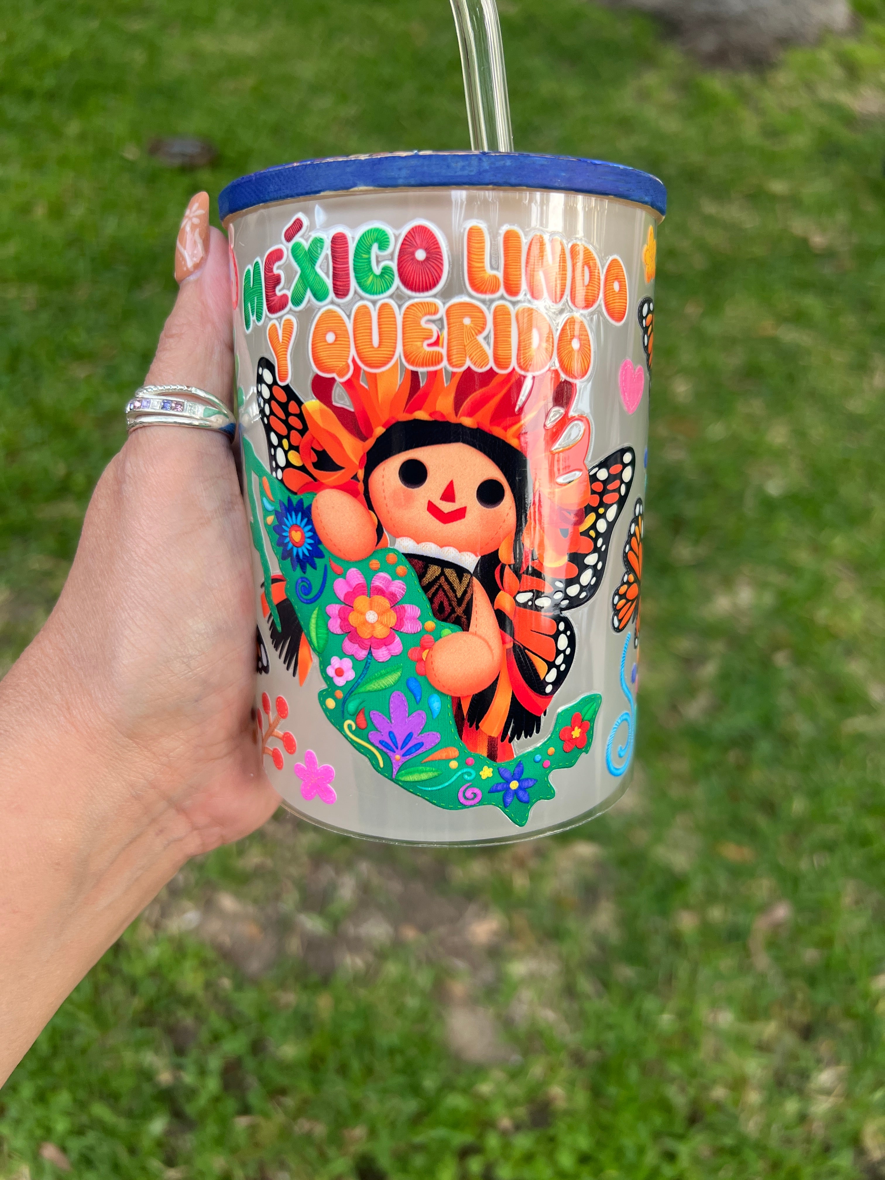 Mexico Lindo (With Words) Glass Mug | Rocki Road Kreations, LLC.