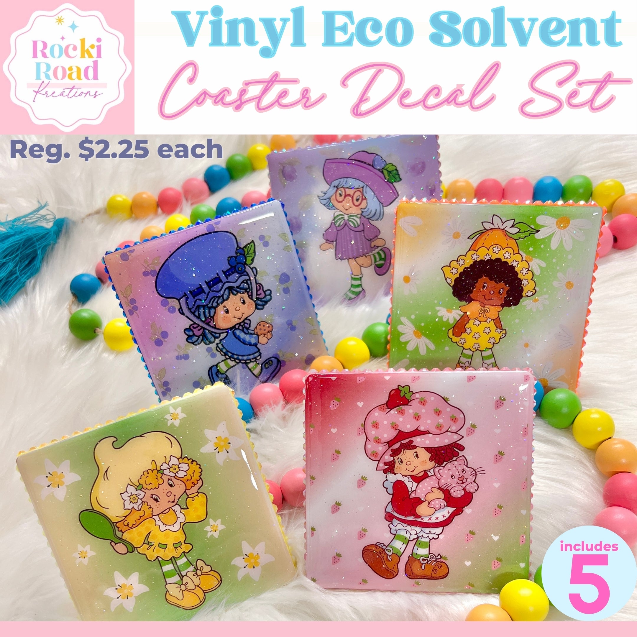 0196 - Berry Set of 5 | Coaster Decal | Rocki Road Kreations, LLC.